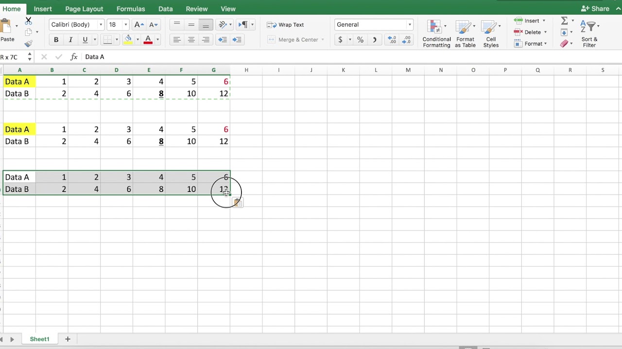 Various copy-paste options in Microsoft Excel