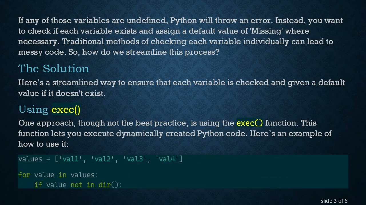 How to Handle Undefined Variables in Python Lists