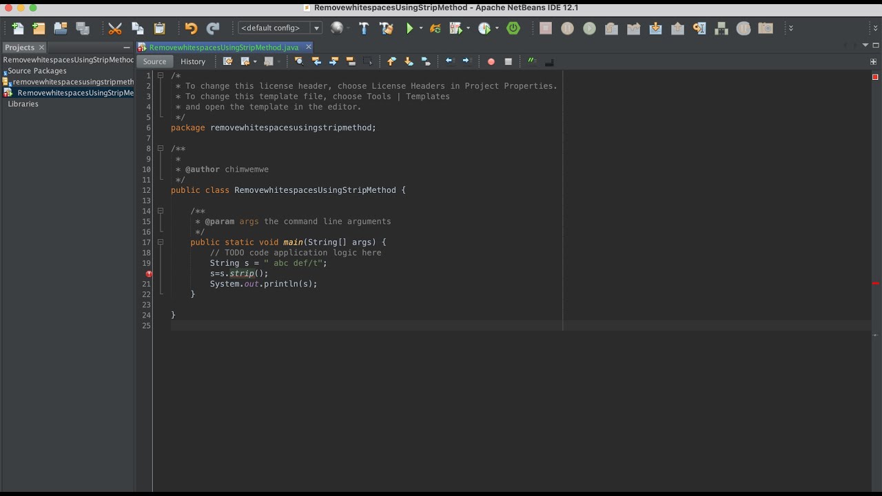 09 | How to remove leading and trailing whitespaces from a string in Java 11