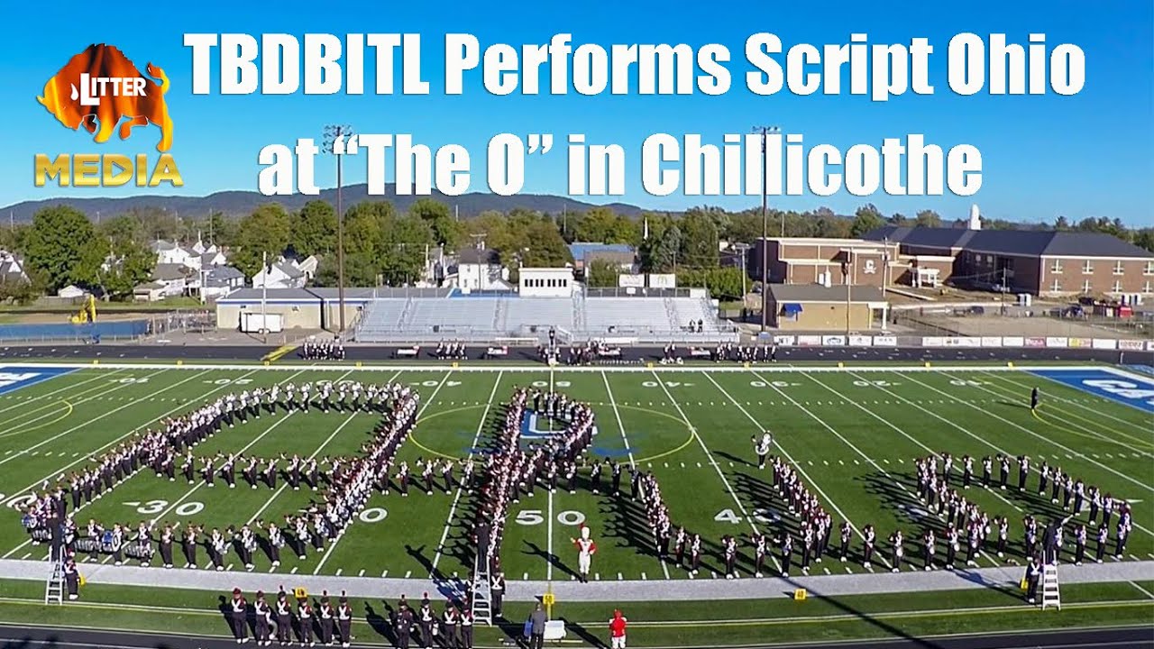 The Ohio State University Marching Band performs Script Ohio at Chillicothe's 