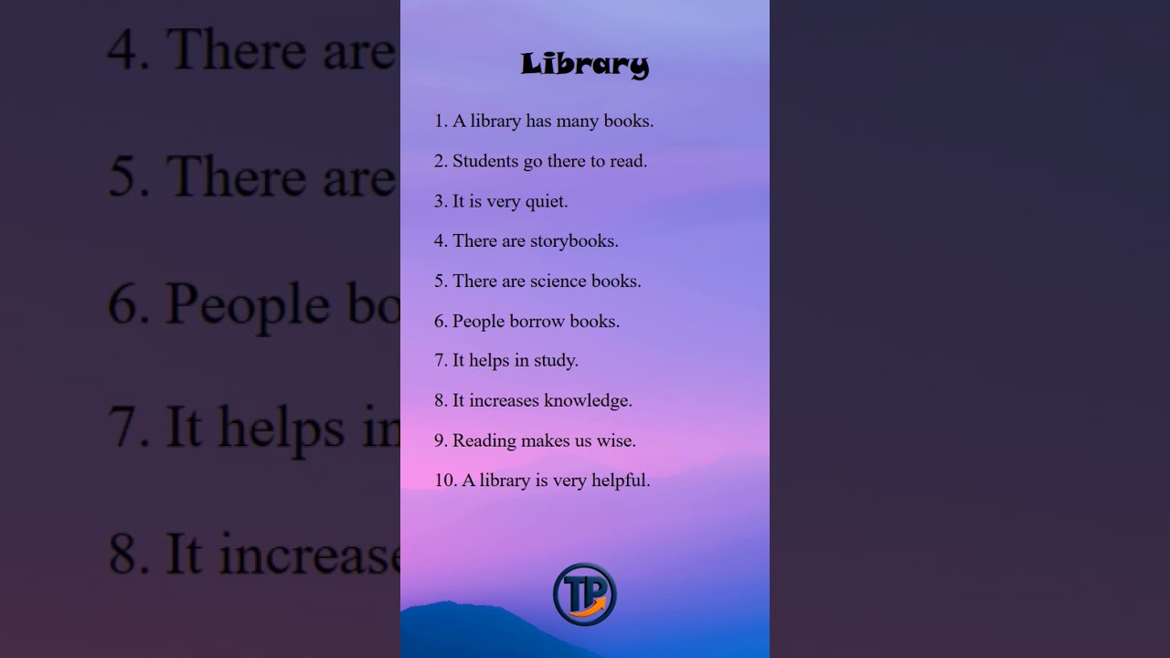 10 lines on Library |#englishlearning #english #schoolparagraph #paragraphwriting
