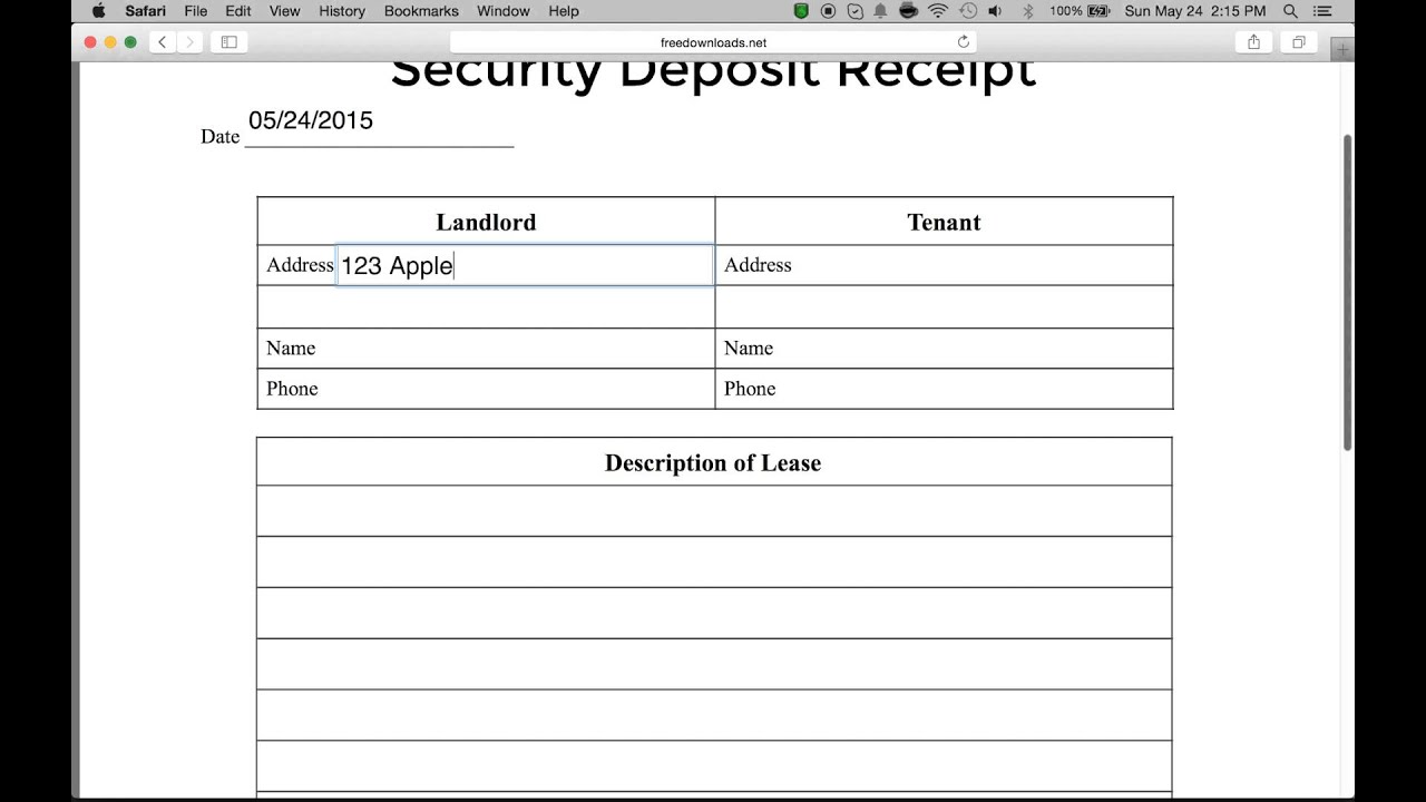 How to Write a Security Deposit Receipt Form | PDF | Word