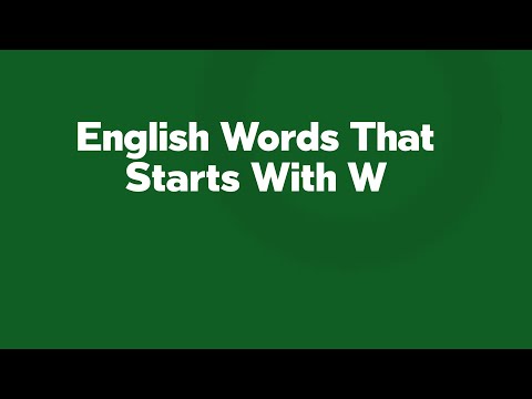 English Words That Starts With W