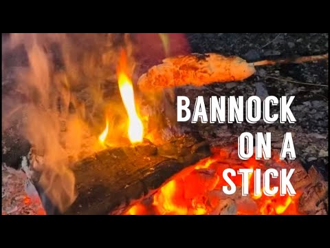 Campfire Bannock | Smokie Wrapped in Bannock on a Stick | Cooking in Fire | Survival Food