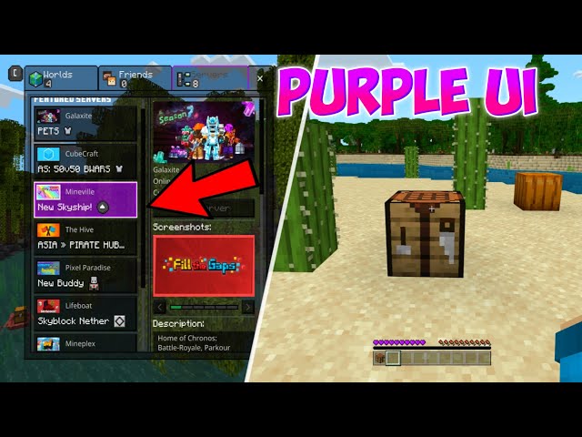 Minecraft Purple Colour UI (Bedrock Edition) Minecraft Mod