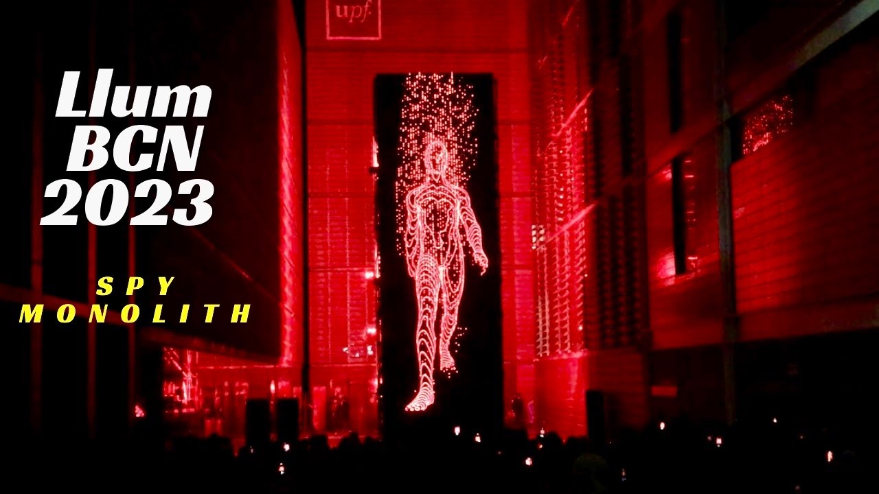 Llum BCN 2023 SpY Monolith - Light Arts Festival in Barcelona Spain