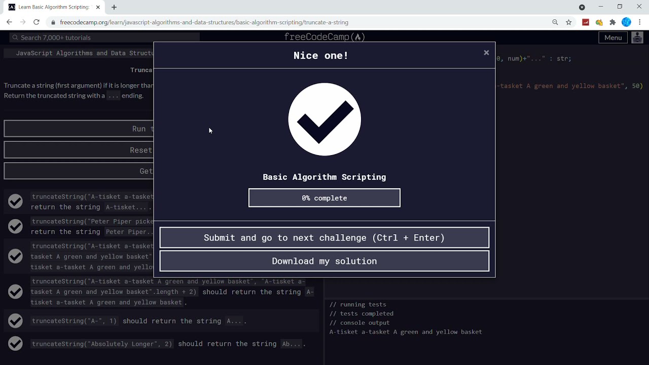 Basic Algorithm Scripting (8/16) | Truncate a String | freeCodeCamp