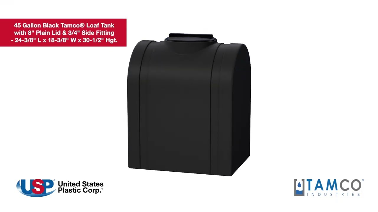 3D-45 Gallon Black Tamco® Loaf Tank with & 3/4