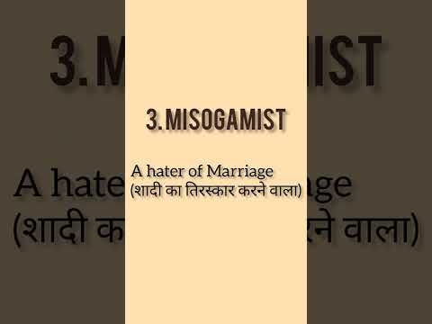 Hate Words English To Hindi...( Misogynist, Misandrist, Misanthropist) #shorts #ytshorts #english
