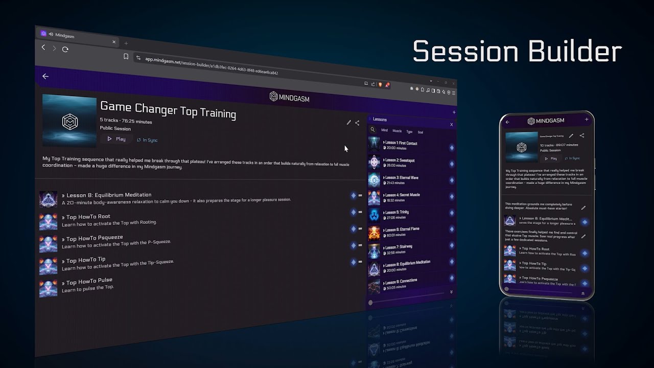 Session Builder  - Create your own playlists in the Mindgasm App