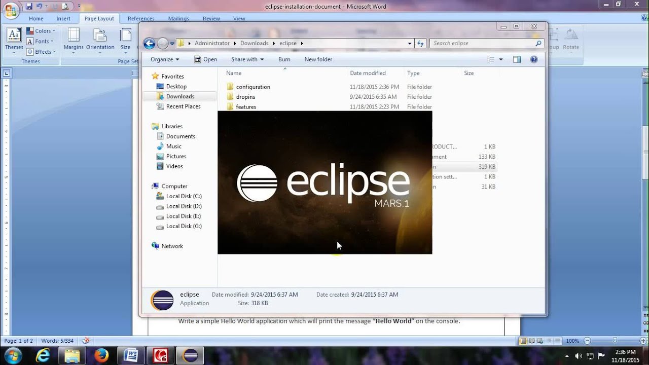 Eclipse installation and first java program execution using eclipse video