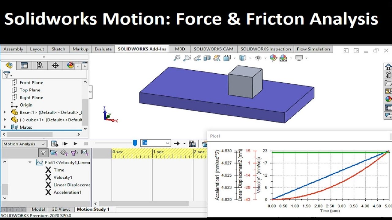 Solidworks motion study || Force and friction analysis