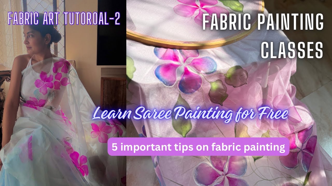 Saree Painting Tutorial-2, Organza | Fabric Art Tutorial #sareepainting #organzasarees #artclass 