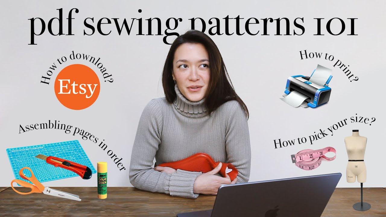 PDF sewing patterns basics | Beginner sewing guide to download, print, cut & stick digital patterns