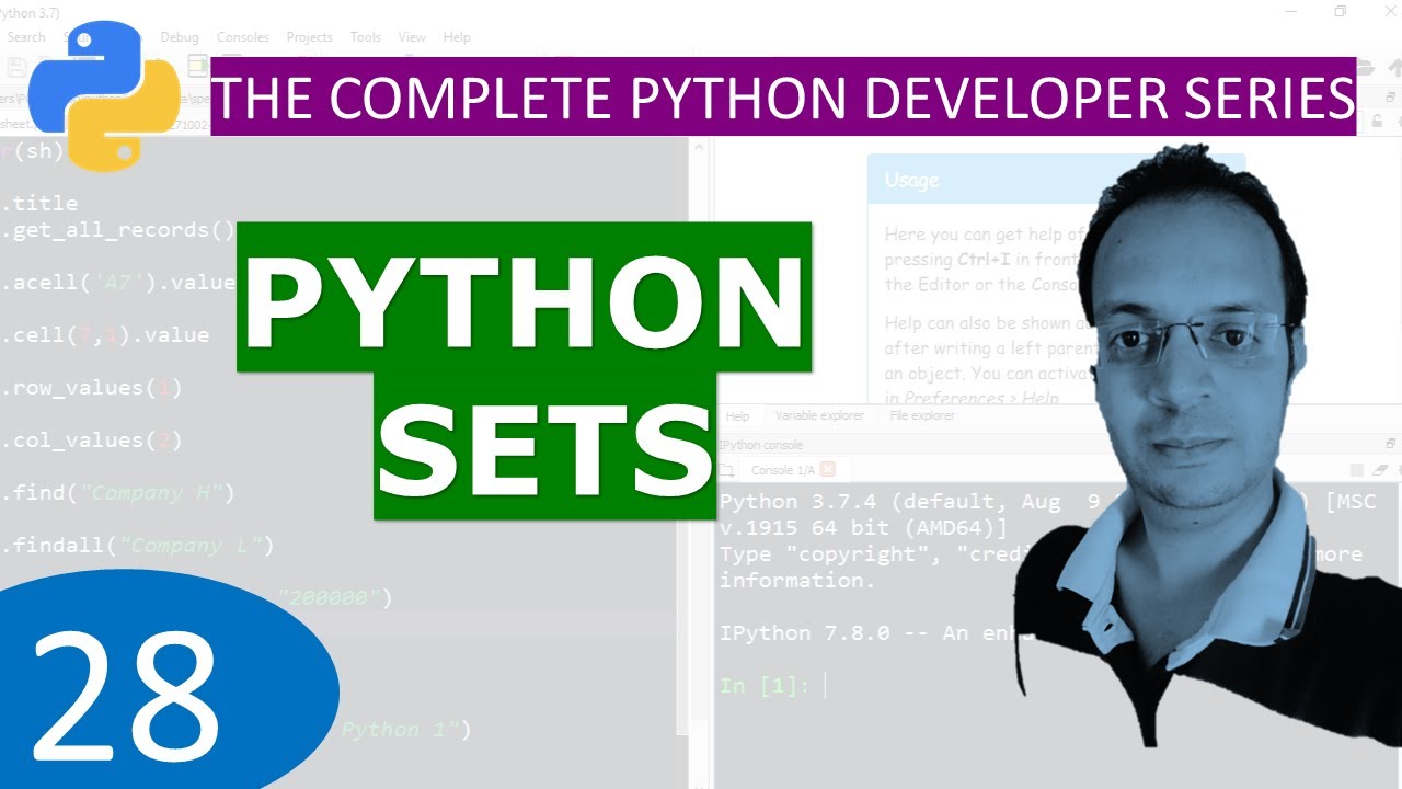 28. Python Sets : Python Tutorial Developer Series A - Z