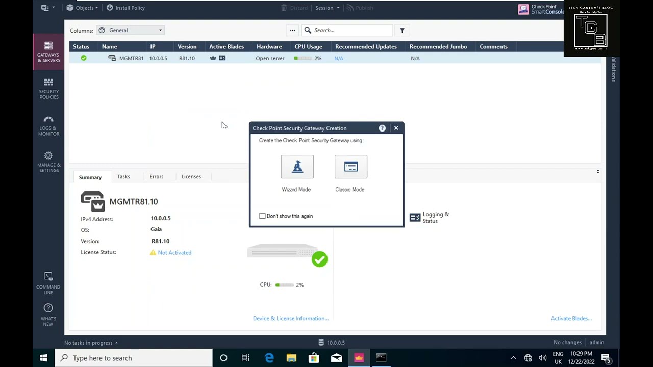 05. Checkpoint Gateway Onboarding into Smart Dashboard-Part1