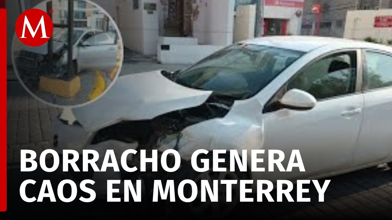 Conductor se queda dormido y provoca choque en centro de Monterrey