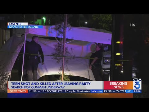 Search for suspect underway as "bright and smart" 16-year-old fatally shot outside party in South L.