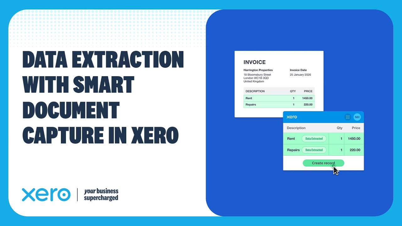 Data extraction with smart document capture in Xero