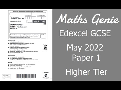 Edexcel GCSE Maths May June 2022 1H Exam Paper Walkthrough