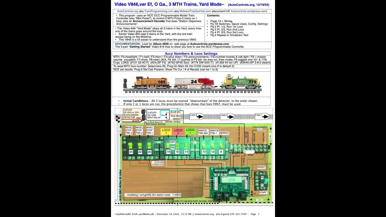 846-4/4❇️Yard Mode❇️DOCUMENTATION: 3 MTH Locos Run on 1 Loop w/Announcements, DCC Auto. Control