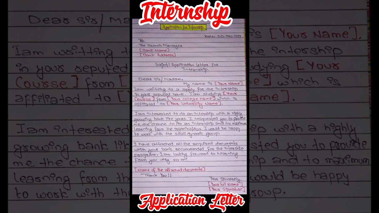 Internship Letter Format  | How to write an application letter for internship  #shorts #internship