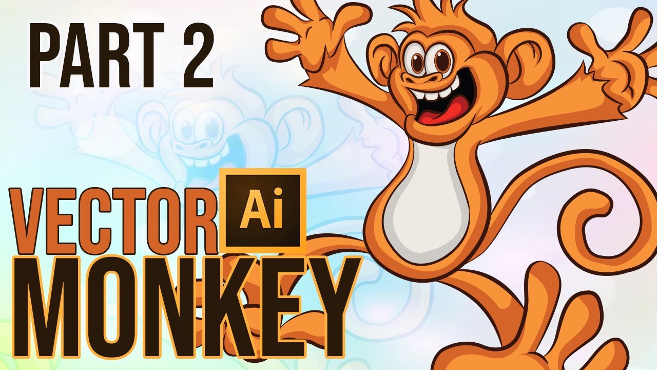 Adobe Illustrator Tutorial | How to Draw Monkey Cheered Illustration (Coloring) - Part 2
