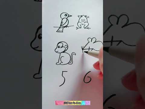 How to draw simple animal from digits number 1-6 #drawing #draw I Chill how to draw