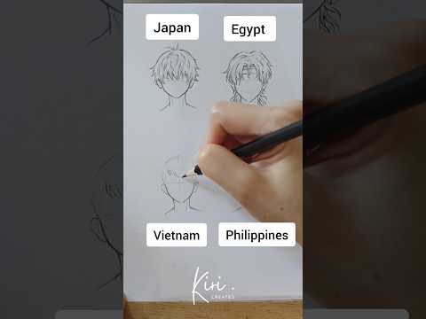 How to draw anime boy hair - country-inspired hairstyles Japan x Egypt x Vietnam x Philippines #draw
