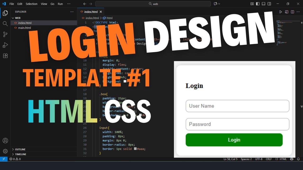 Login Form Template Design HTML CSS | HTML CSS Login Page Template 1 | Website Design Templates