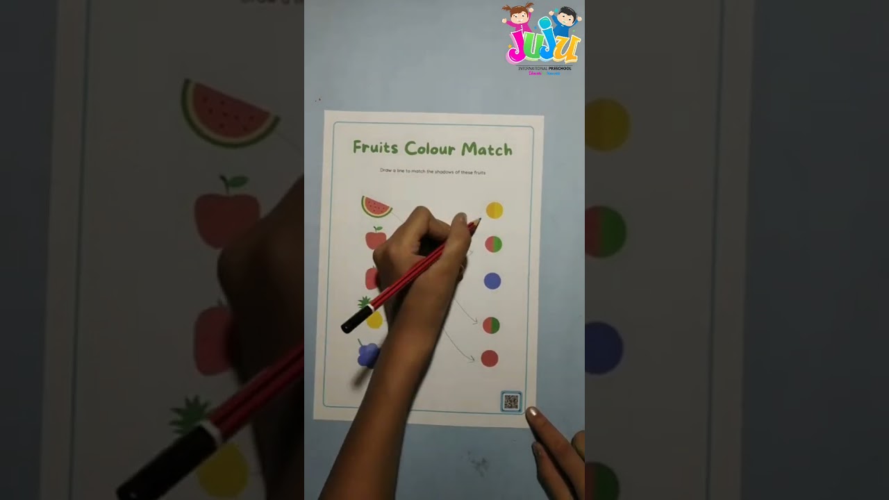 Fruit colour match Worksheet for children