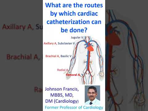 What are the routes by which cardiac catheterisation can be done?