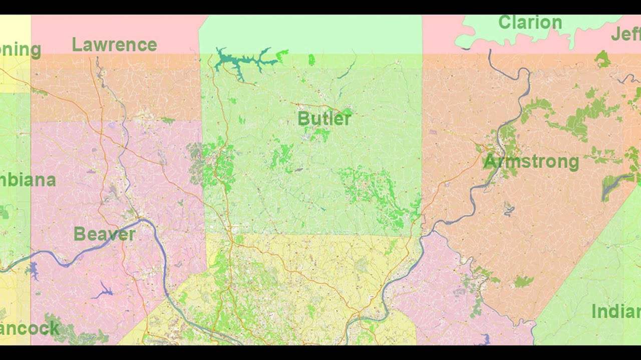Pittsburgh Pennsylvania Vector Map 17B Editable PDF