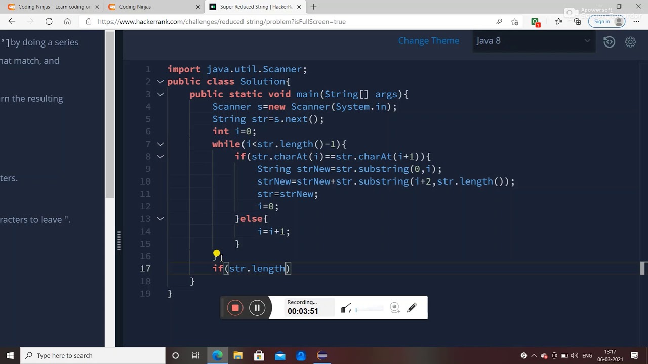 Super reduced String || Hackerrank || strings || java programming language