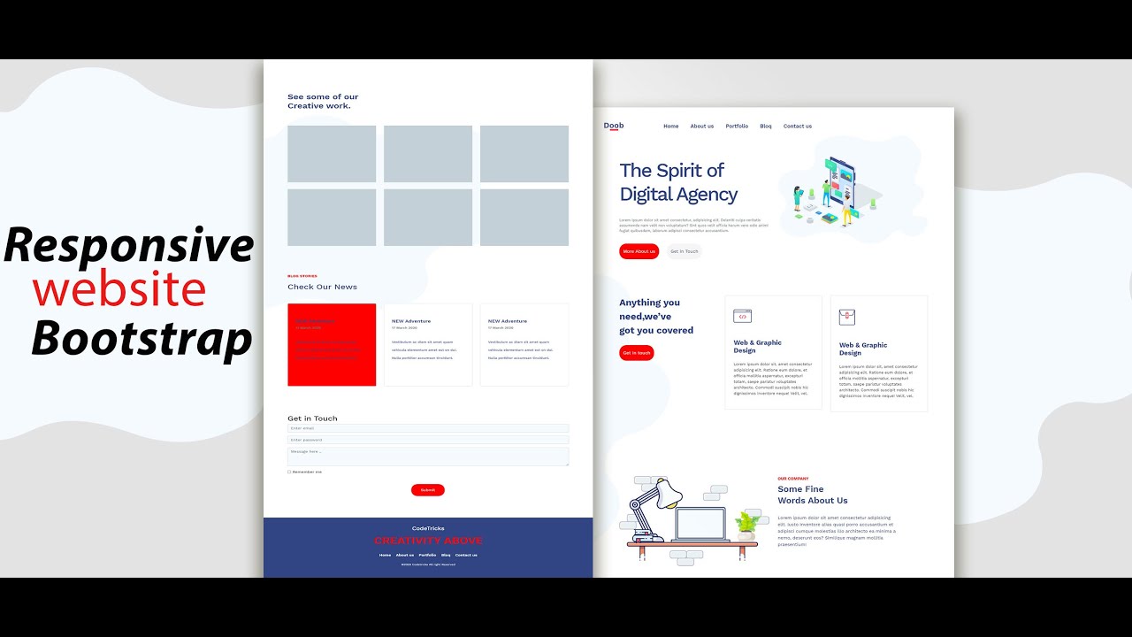 Complete Responsive website using bootstrap 4.3 ,html, css with source code