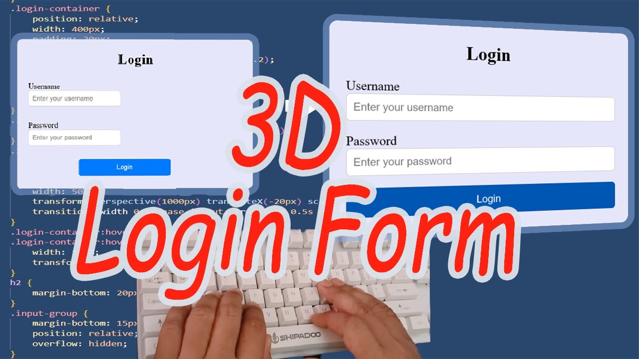 3D Login Form UI Design | HTML, CSS  Animation Tutorial