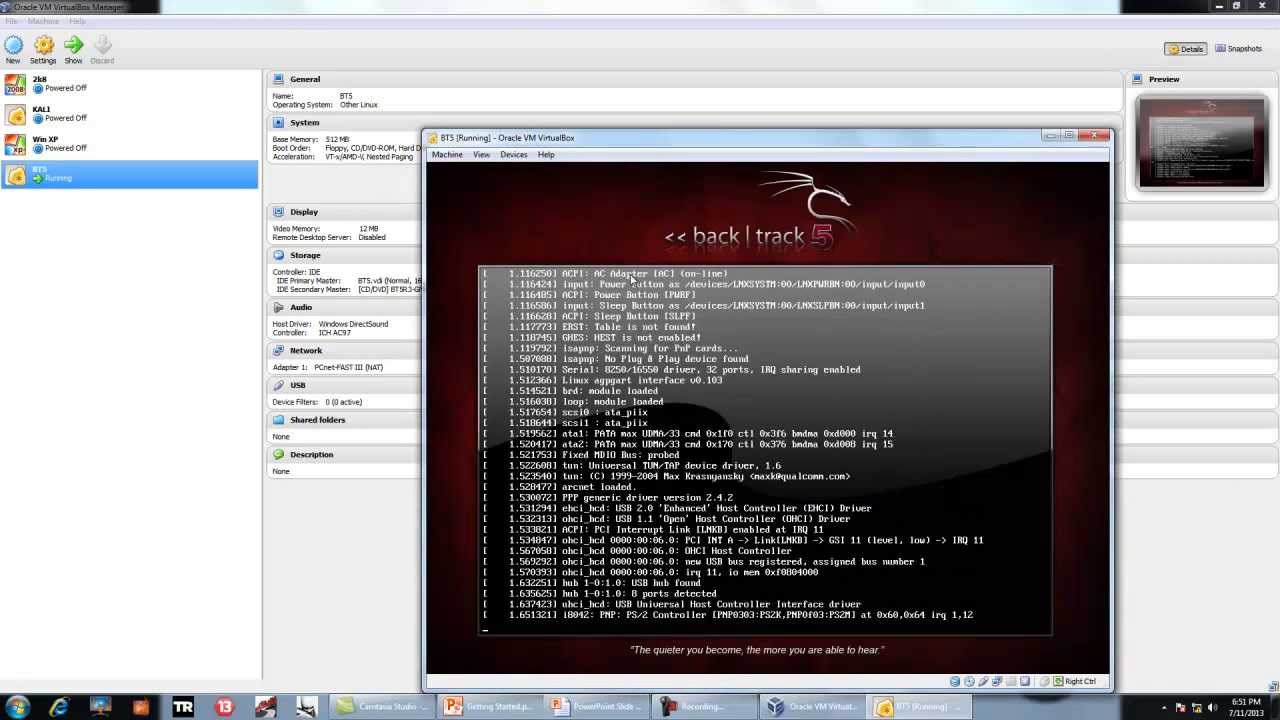 Installing Backtrack 5 on Virtual Box
