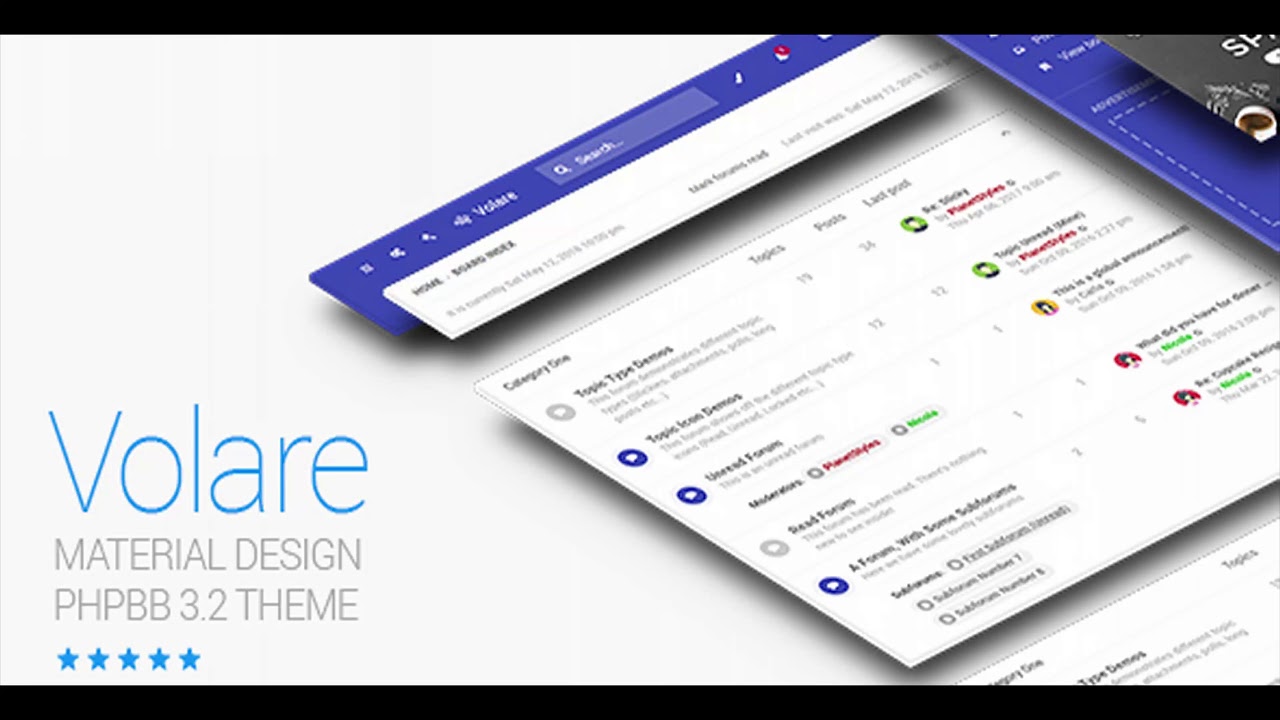 Volare - Material Design phpBB 3.2 Theme (Responsive) | Themeforest Website Templates and Themes