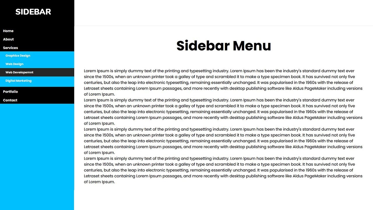 Responsive sidebar Menu using Flexbox | CSS Flexbox Layout