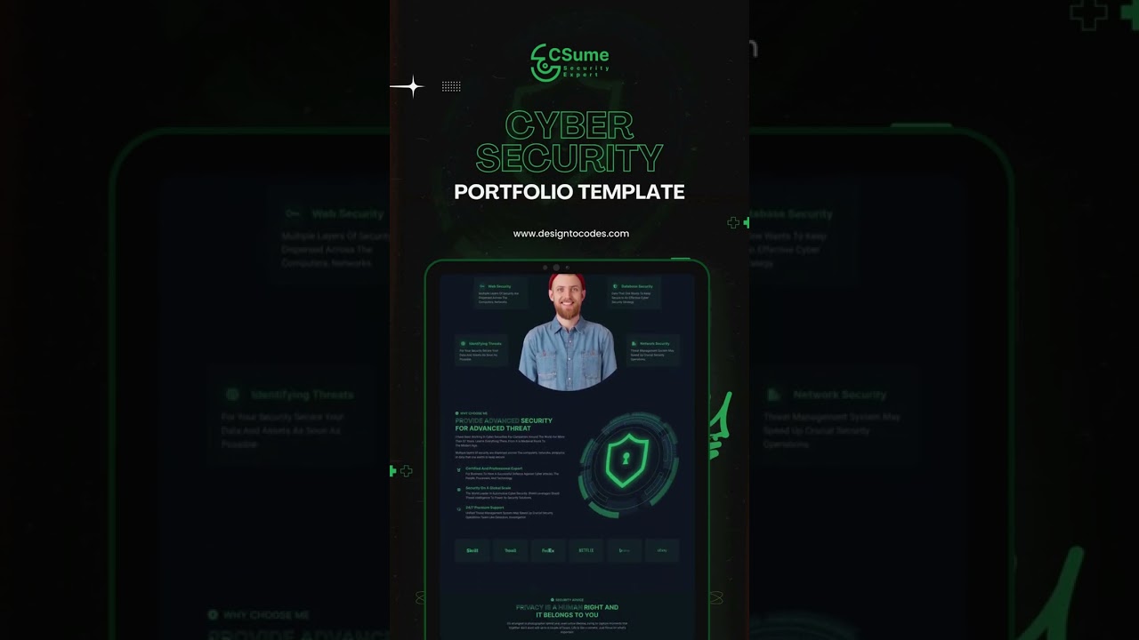 Cyber Security Portfolio Figma Template by CSUME V2 | DesignToCodes  #creativewebsite #uiuxdesign