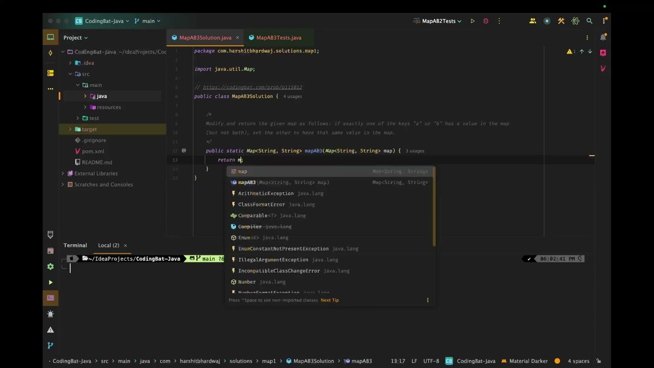 CodingBat Java | Map-1 Section | mapAB3