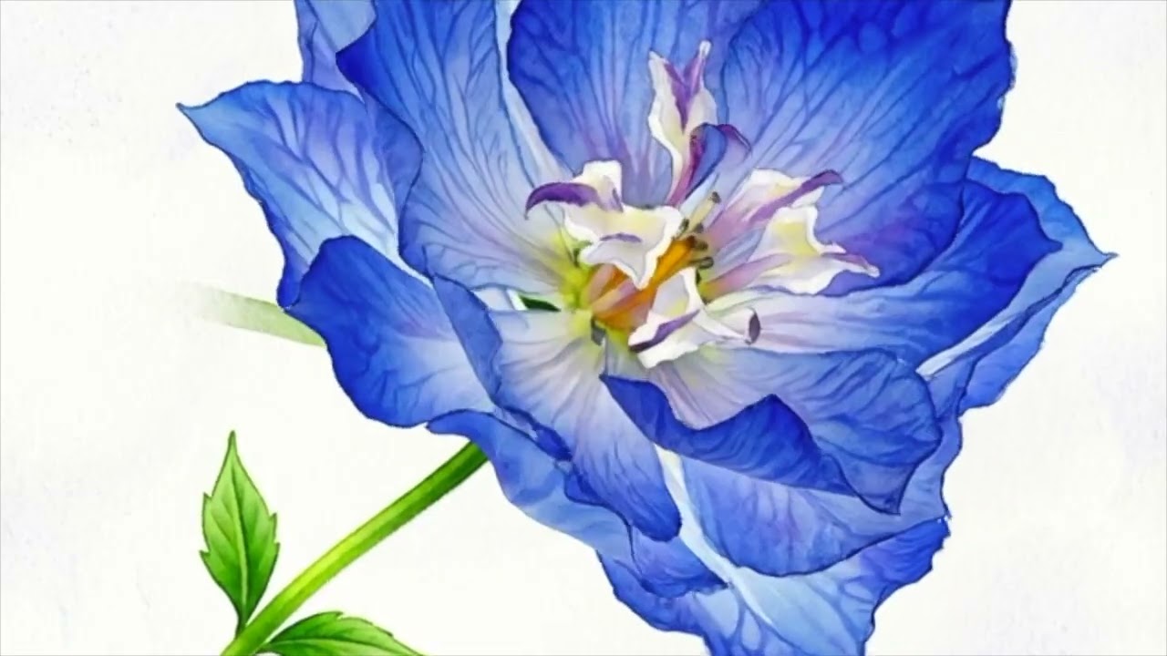 varetsa studio, #blue  #flowers, #watercolor by ©Lilia Varetsa