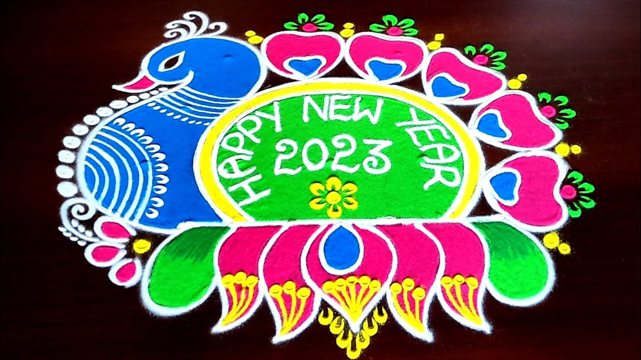 New Year Peacock Muggulu - Blouse Designs