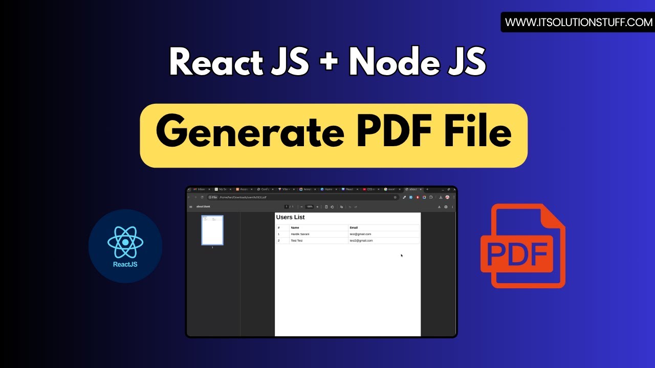 React Node.js Generate PDF File Step by Step