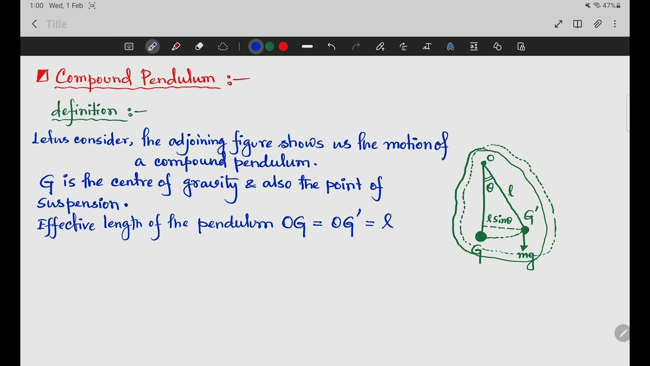 Compound Pendulum || Equation of Motion of a Compound Pendulum ||