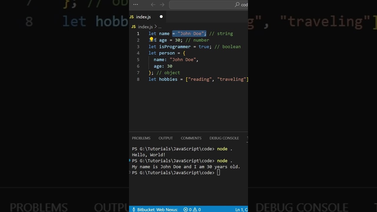 JavaScript Data Types #shorts