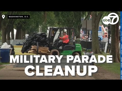 Street closures continue as crews begin tearing down military parade structures