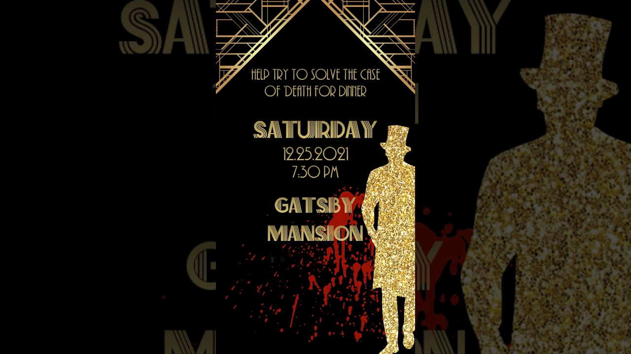 Murder Mystery Dinner Invitation, Animated Art Deco Roaring 20's Roaring Twenties 1920s Great Gatsby