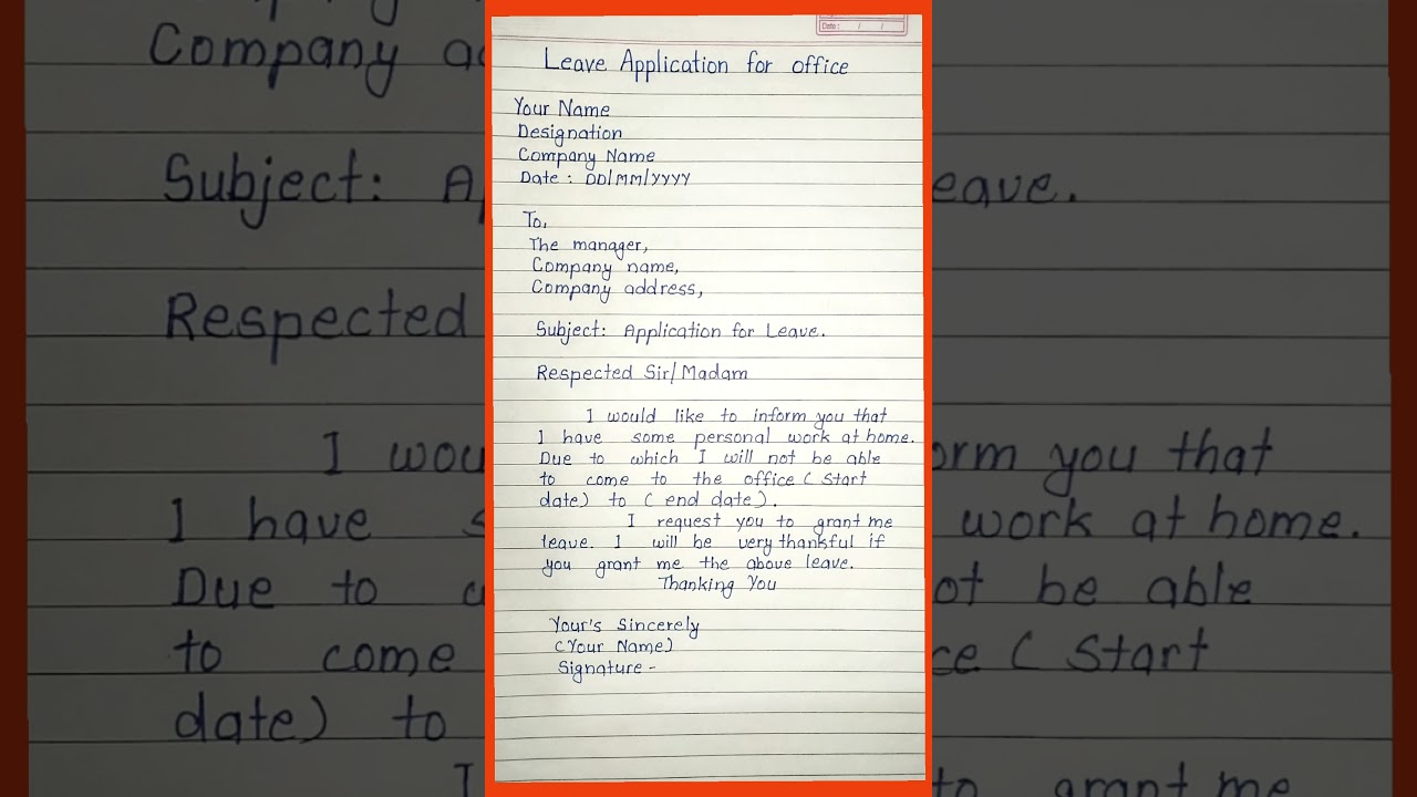 Leave application for office  || How to write leave application for office leave ||