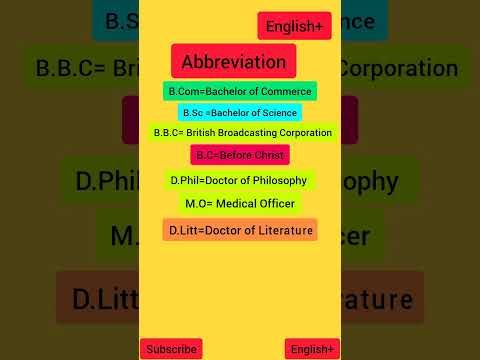 B.Com/B.Sc/B.B.C/M.O Full form। Learn English।#shorts
